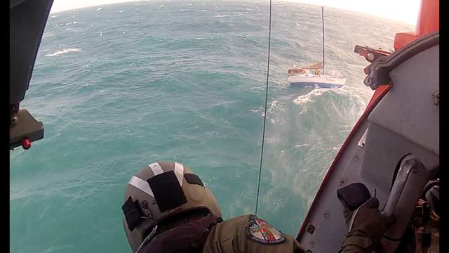 Coast Guard Rescues Men From Sinking Boat During Storm