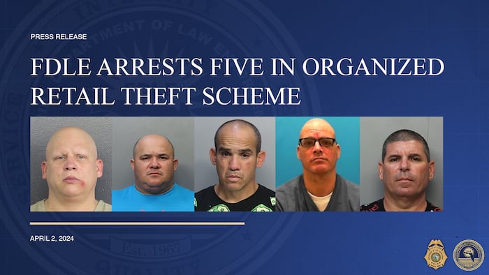 FDLE: 5 Miami-Dade residents arrested in 13-county theft ring