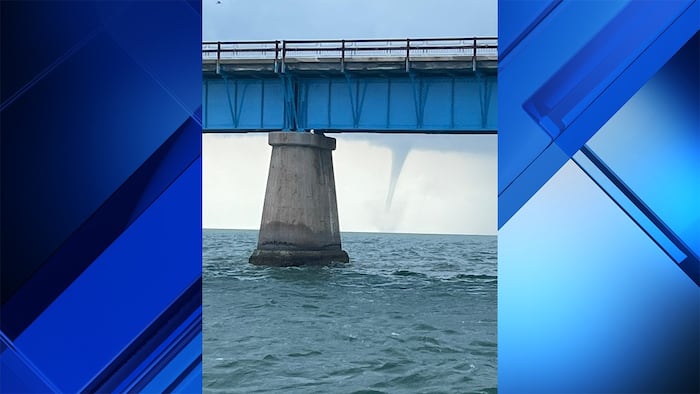 Waterspout spotted near Seven Mile Bridge in Florida Keys